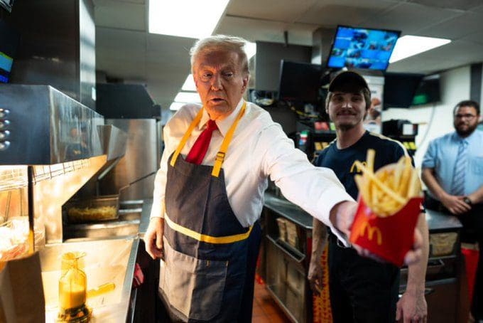 President Trump Serves Fries and Runs the Drive Through at McDonalds ...