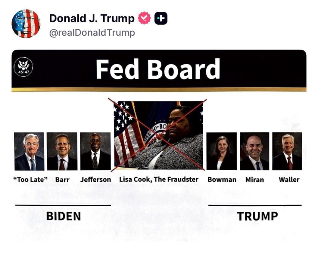 Lisa Cook is Cooked - President Trump Relieves Federal Reserve Governor ...