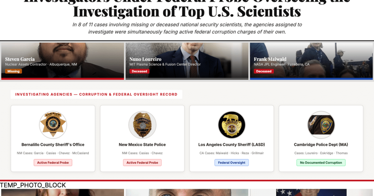 HUGE EXCLUSIVE: Investigating Agencies Overseeing the Investigation of ...