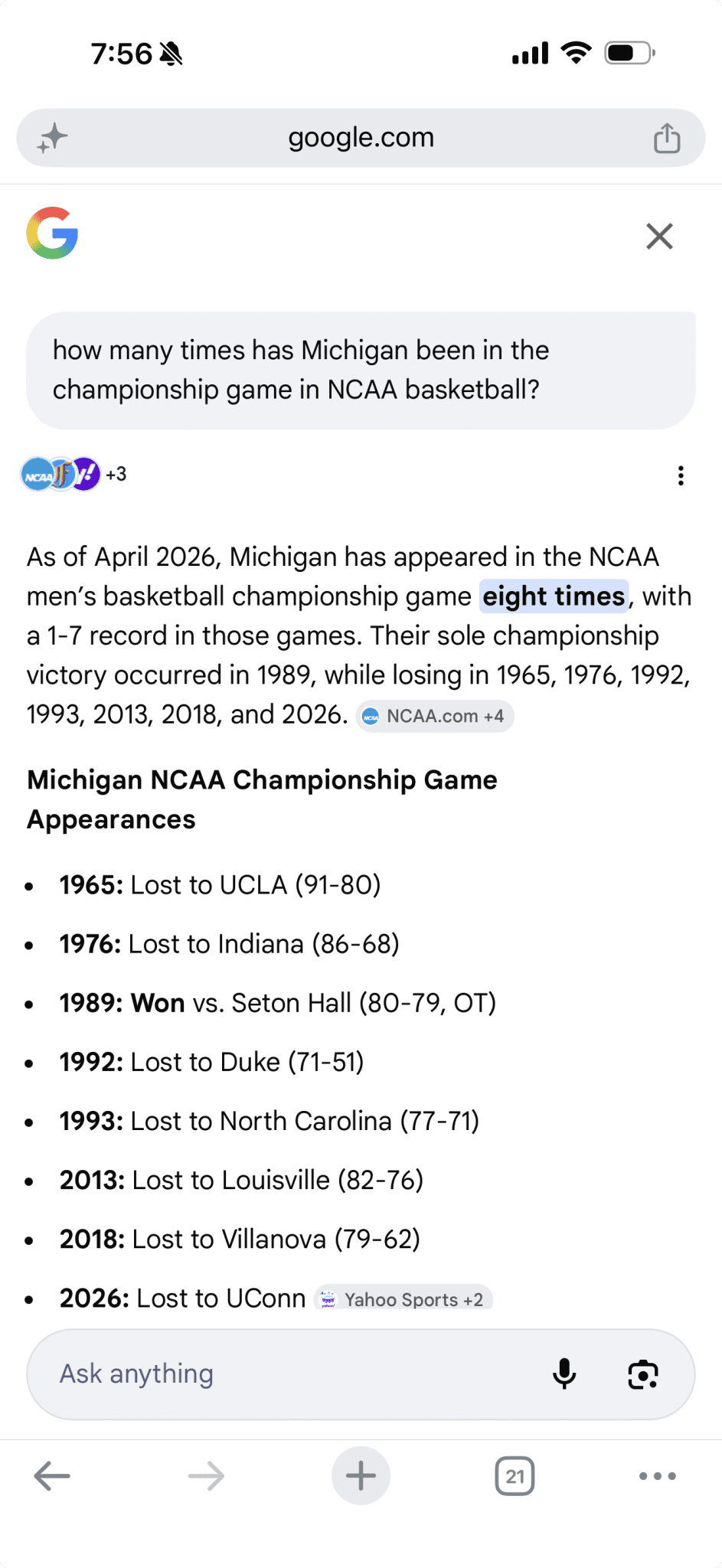 BREAKING: Google Reports UConn Wins NCAA Men's Basketball Championship ...